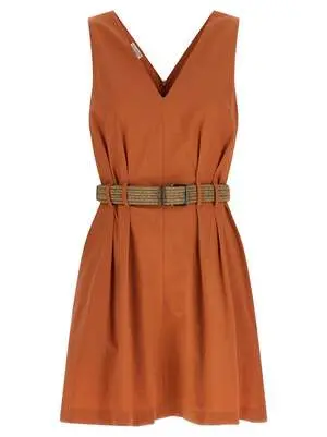 Brunello Cucinelli Texture Twill Dress - Orange