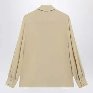 Valentino Garavani Light Beige Silk Bow Shirt