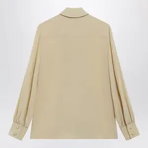 Valentino Garavani Light Beige Silk Bow Shirt - Cream
