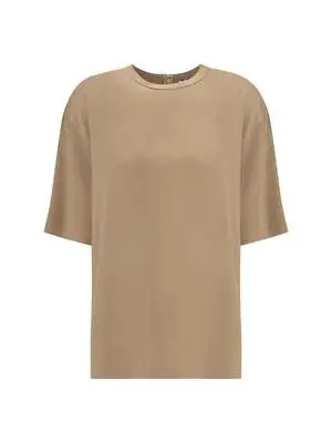 TOTEME Satin T-shirt - Brown