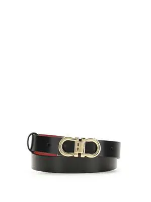 FERRAGAMO Adjustable And Reversible Gancini Belt - Black