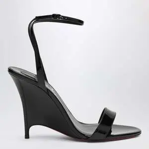 CHRISTIAN LOUBOUTIN Patent Leather Miss Z Wedge Sandals - Black