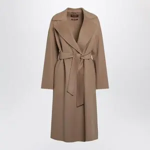 Max Mara Camel Belted Coat In Wool Blend - Brown