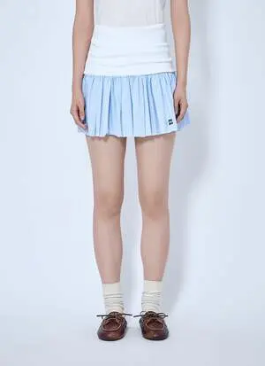Miu Miu Cotton Jersey And Poplin Mini Skirt - Blue