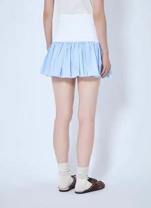 Miu Miu Cotton Jersey And Poplin Mini Skirt - Blue