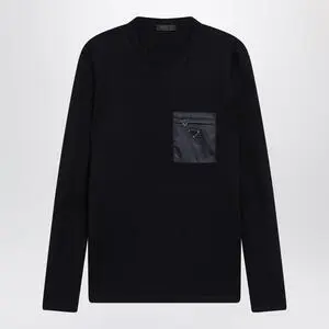 Prada Wool Sweater With Re-nylon Pocket - Blue