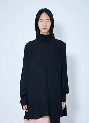 TOTEME Draped Scarf Blouse - Black