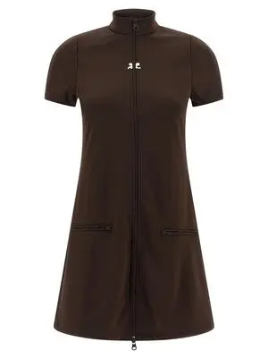 COURREGES Interlock Tracksuit Mini Dress - Brown