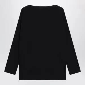 Miu Miu Virgin Wool Sweater With Logo Intarsia - Blue