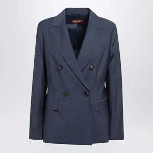 Max Mara Double-breasted Jacket In Denim Wool Canvas