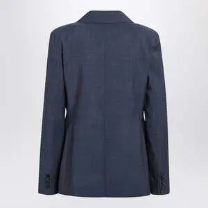 Max Mara Double-breasted Jacket In Denim Wool Canvas