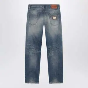 Dolce & Gabbana Washed-effect Jeans With Logo Plaque