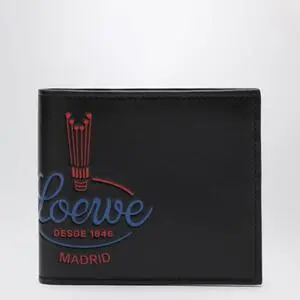 Loewe Leather Bi-fold Wallet With Logo - Black