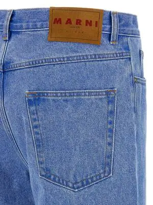 Marni Bleached Coated Denim Jeans - Blue