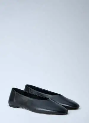 TOTEME Leather Ballerinas - Black