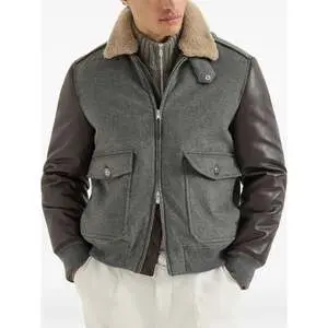 Brunello Cucinelli Grey Jackets Bomber Jackets