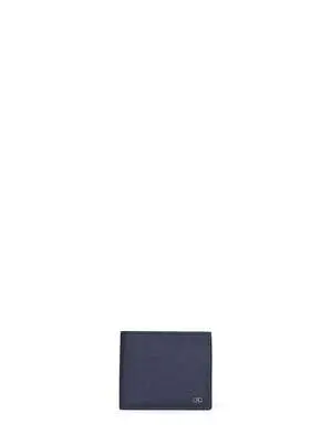 FERRAGAMO Dark Navy Blue Hammered Calfskin Gancini Wallet