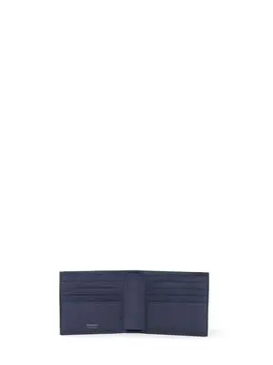 FERRAGAMO Dark Navy Blue Hammered Calfskin Gancini Wallet