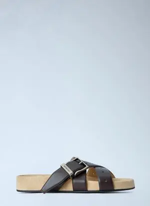 Balenciaga Belt Leather Sandals - Brown