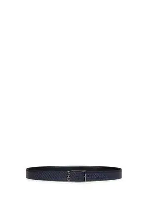 FERRAGAMO Midnight Blue And Black Reversible Gancini Belt - Multicolor