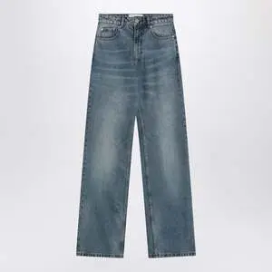 AMI Paris Wide-leg Jeans In Washed Indigo Denim - Blue