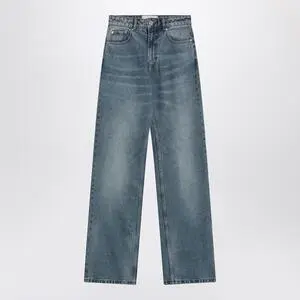 AMI Paris Wide-leg Jeans In Washed Indigo Denim - Blue