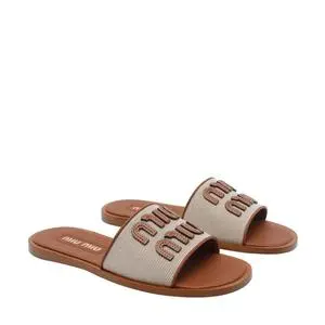 Miu Miu Logo Sandals - Cream