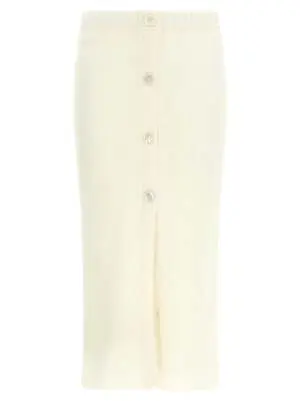 Alessandra Rich Carded Mohair Midi Skirt - White