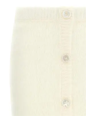 Alessandra Rich Carded Mohair Midi Skirt - White