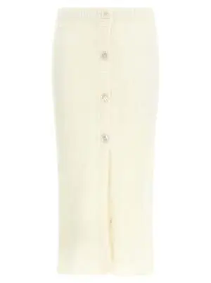 Alessandra Rich Carded Mohair Midi Skirt - White