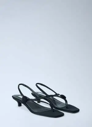 TOTEME Slingback Satin Sandals - Black