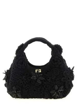 GANNI Mini Hobo Crochet' Handbag - Black