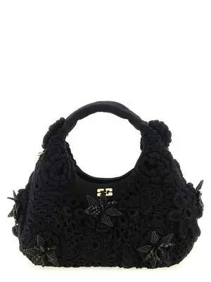 GANNI Mini Hobo Crochet' Handbag - Black