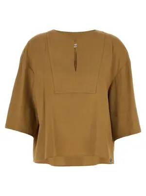Max Mara MAX MARA MxpSospiro Linen-Blend Blouse Cream