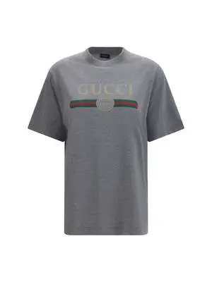 Gucci Cotton And Silk Jersey Printed T-shirt - Gray