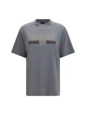 Gucci Cotton And Silk Jersey Printed T-shirt - Gray