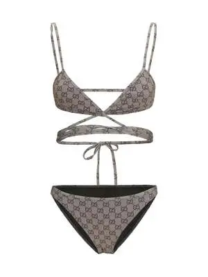 Gucci Printed Stretch Jersey Bikini - Cream