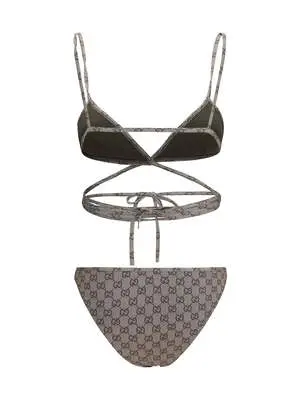Gucci Printed Stretch Jersey Bikini - Cream
