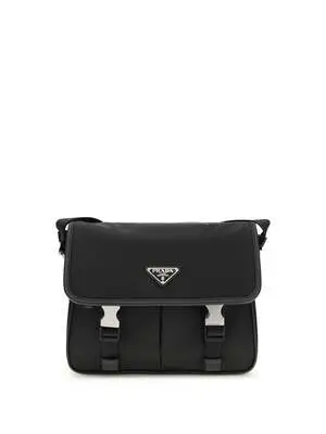 Prada Re-nylon And Saffiano Shoulder Bag - Black