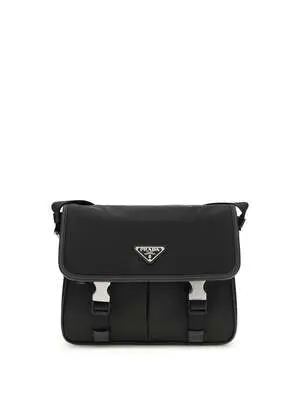 Prada Re-nylon And Saffiano Shoulder Bag - Black