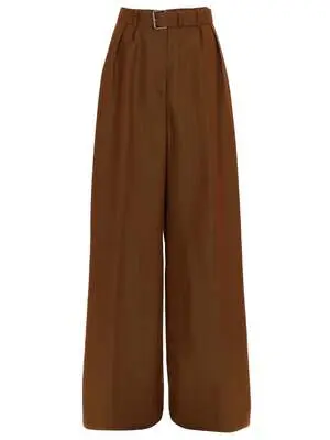 Dries Van Noten Pantalone Sartoriale Con Cintura - Brown