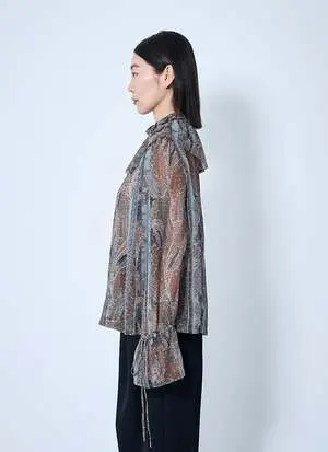 Saint Laurent Paisley Silk Blouse - Brown