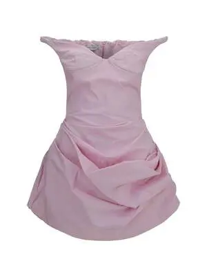 Magda Butrym Off-shoulder Bustier Denim Mini Dress - Pink