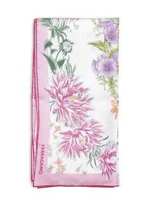 FERRAGAMO Pink Primavera-print Silk Scarf - Multicolor
