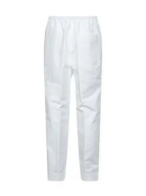 Bottega Veneta White Cotton Poplin Drawstring Trousers