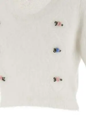 Alessandra Rich Mohair Blend Sweater - White