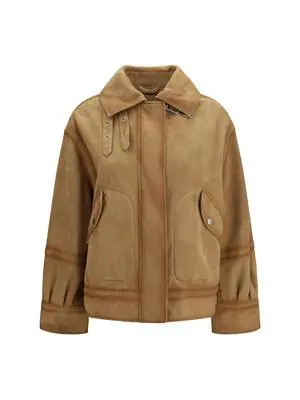 ERMANO SCERVINO Ermanno Scervino Suede Aviator Bomber Jacket - Brown