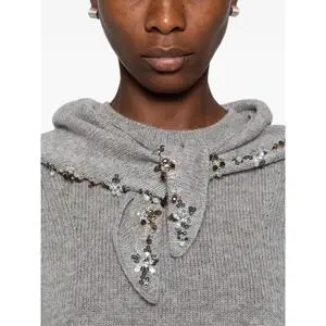 Prada Cashmere Crystal-embellished Pullover - Gray