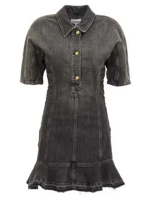 GANNI Tint Edge Denim Dress - Black