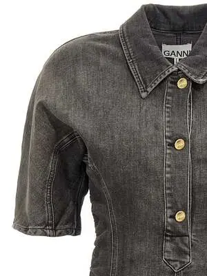 GANNI Tint Edge Denim Dress - Black